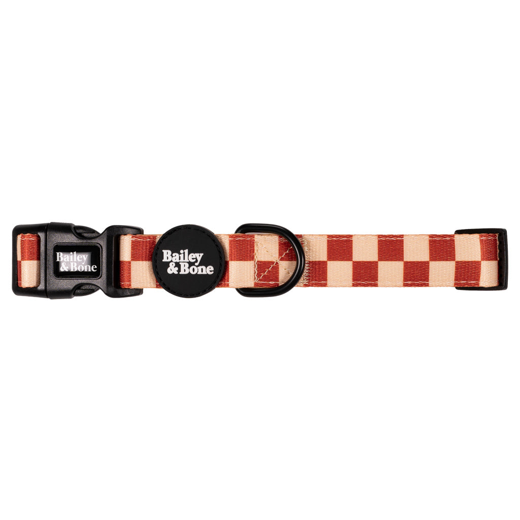 Brown And Beige Checkers Dog Collar – Bailey And Bone