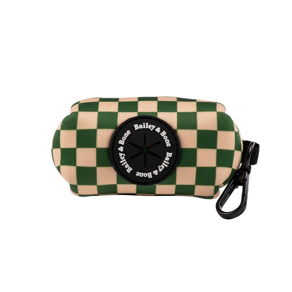 Green And Beige Checkers Poop Bag Holder – Bailey And Bone